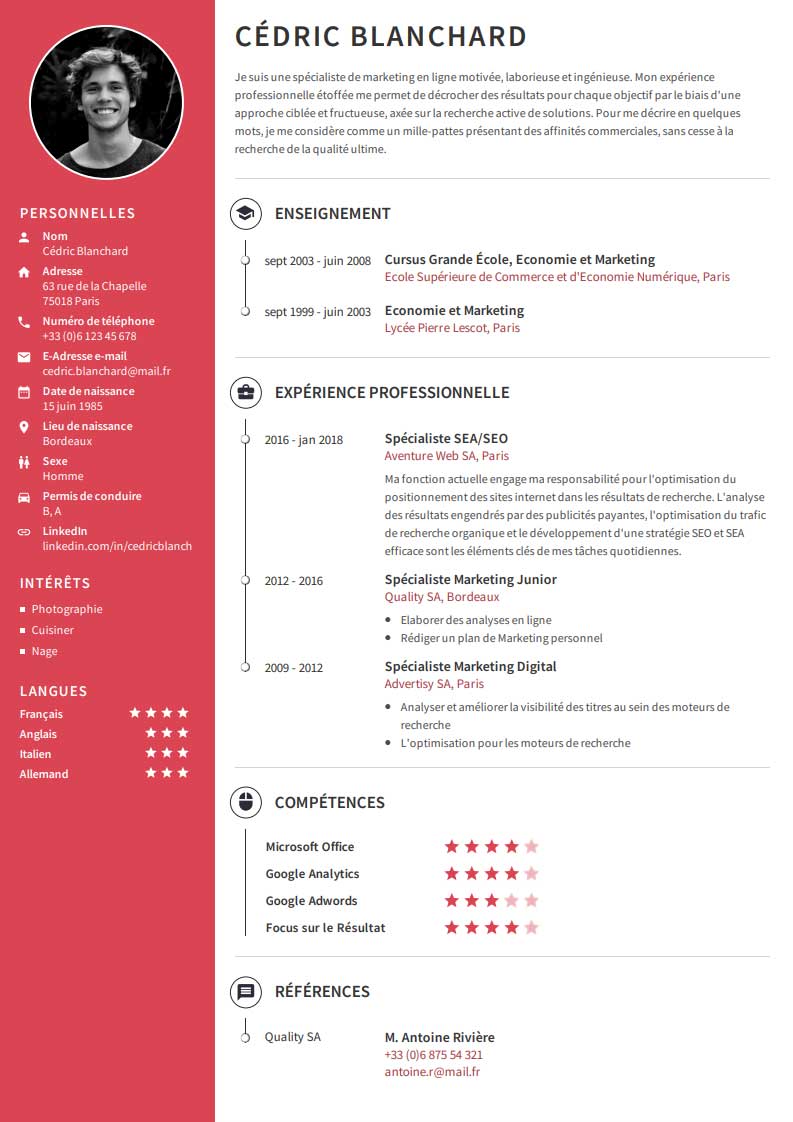 Créez votre CV professionnel facilement en ligne - CVMaker.fr