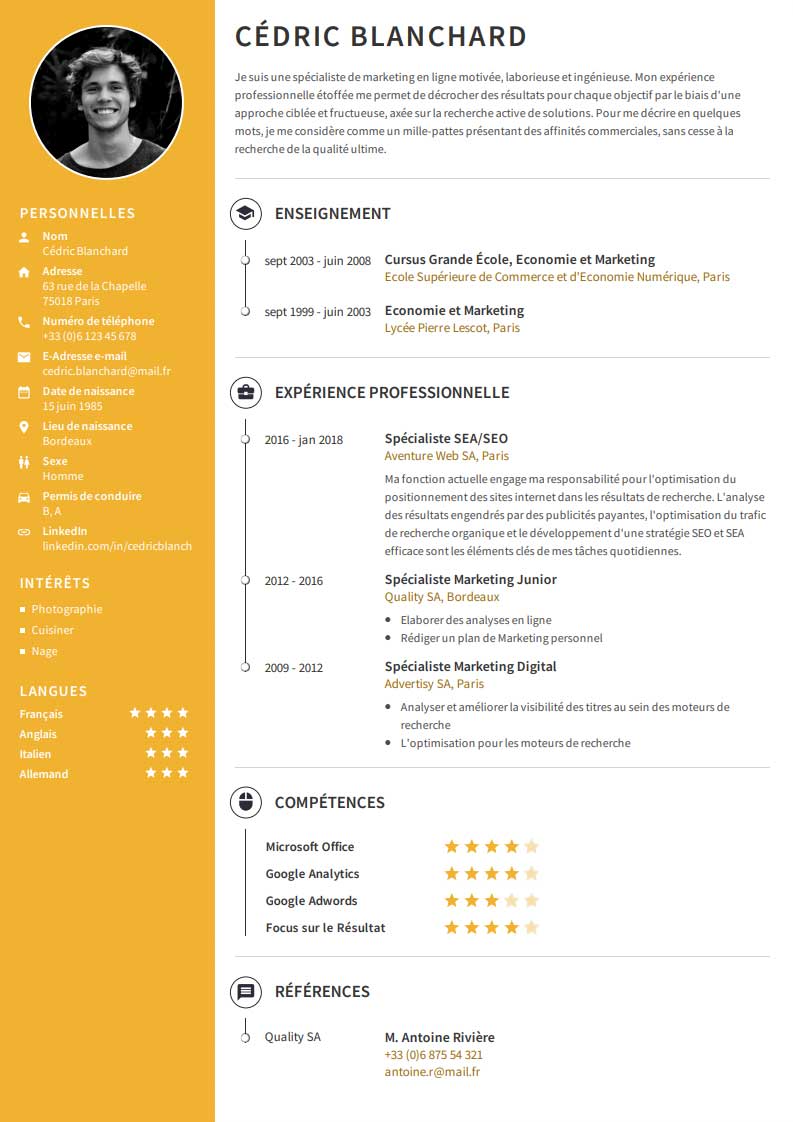 Exemples de cv professionnel à télécharger - CVmaker