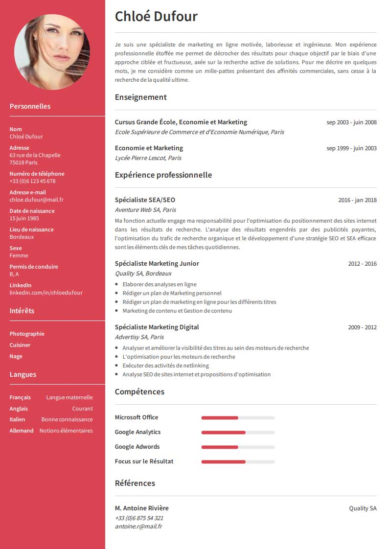 Créez votre CV professionnel facilement en ligne - CVMaker.fr