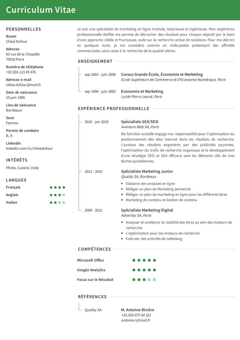 Cr ez Votre CV Professionnel Facilement En Ligne CVMaker fr