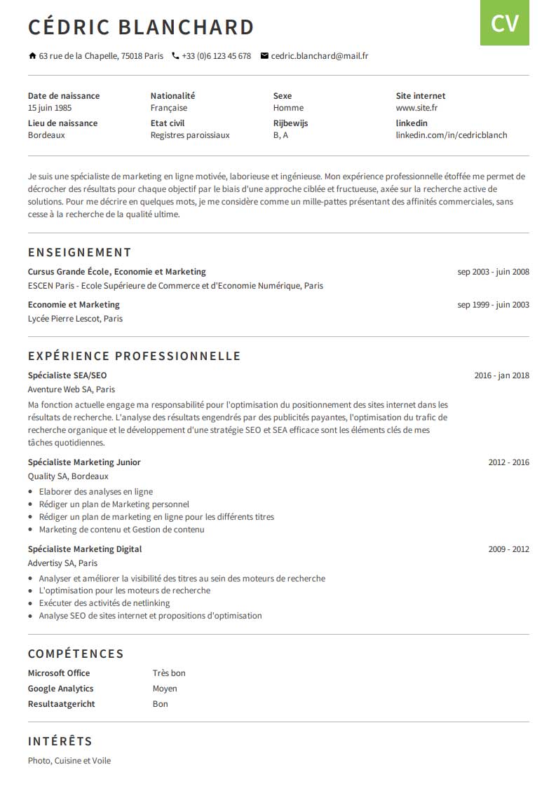 Créez votre CV professionnel facilement en ligne - CVMaker.fr