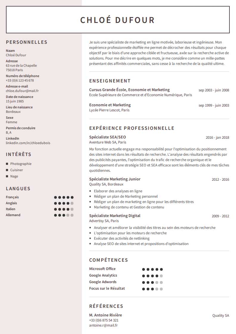 Exemples de cv professionnel à télécharger - CVmaker